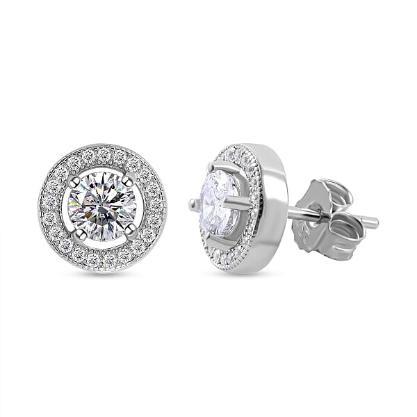 NY Closeout - ELANZA Simulated Diamond Earrings in Rhodium Overlay ...