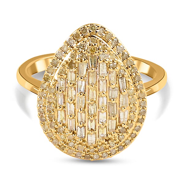9K Yellow Gold Natural Yellow Diamond (SGL Certified I2-I3 ) Cluster ...