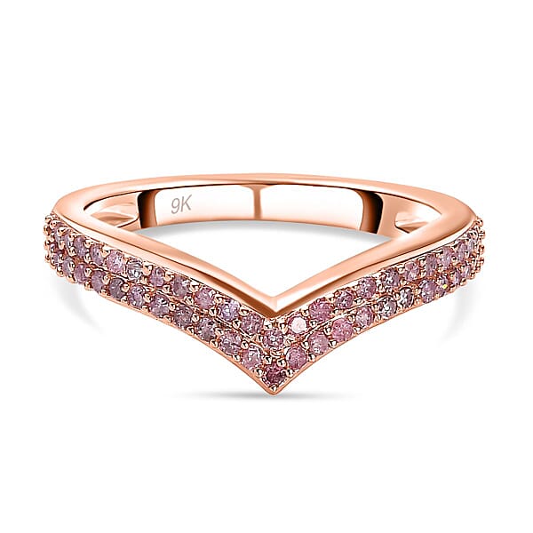 9K Rose Gold 0.33 Ct Pink Diamond Cluster Wishbone Ring SGL Certified ...