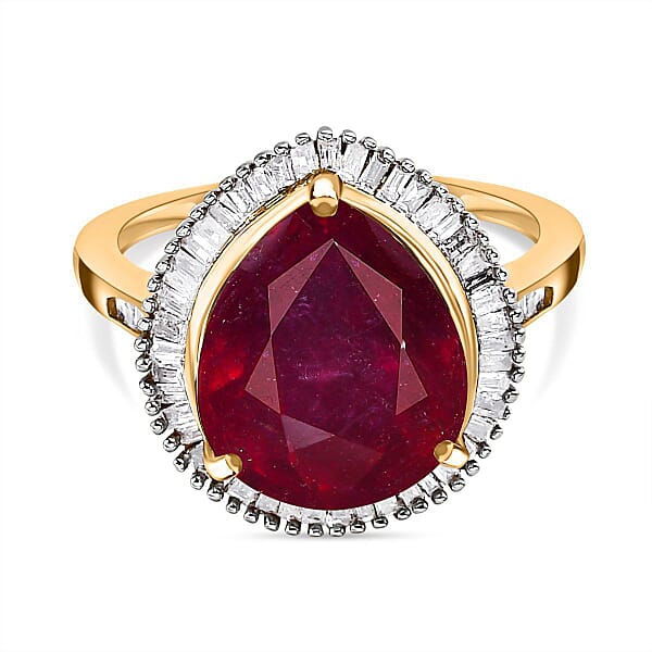 9K Yellow Gold African Ruby and Diamond Ring 5.94 Ct - 7261184 - TJC