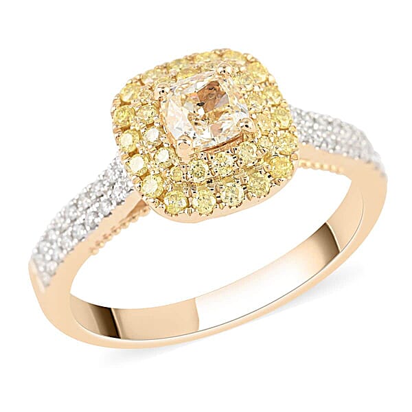 MODANI 14K Yellow and White Gold (SI-I1) Natural Yellow & (I1-G-H ...