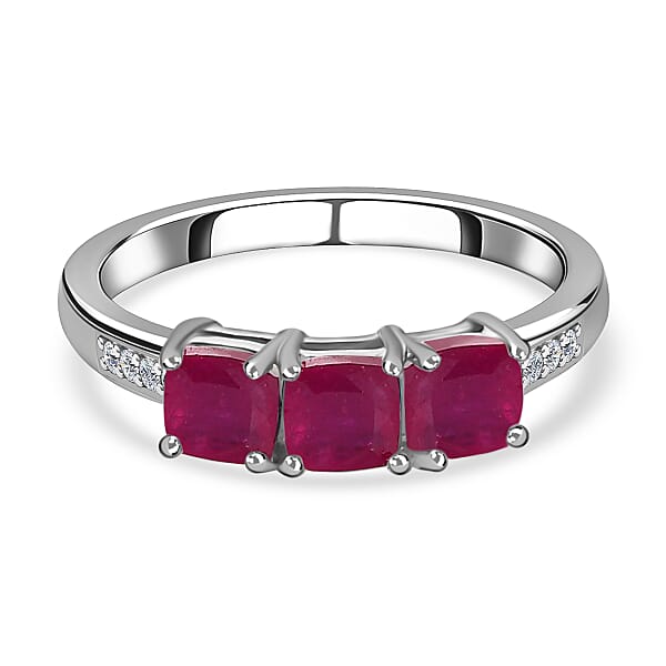 African Ruby and Natural Cambodian Zircon Ring in Platinum Overlay ...