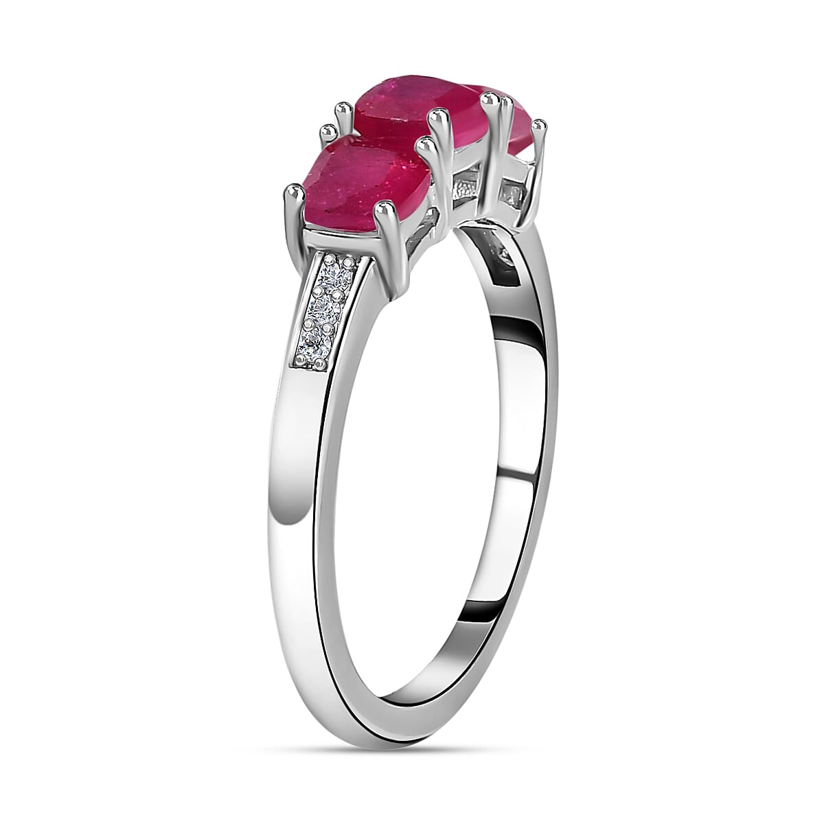 African Ruby and Natural Cambodian Zircon Ring in Platinum Overlay ...