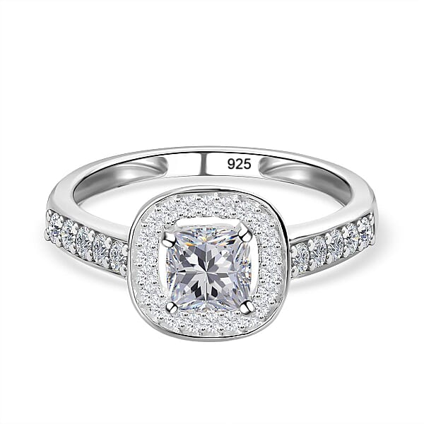 NY Close Out - Simulated Diamond Halo Ring in Sterling Silver - 7263138 ...
