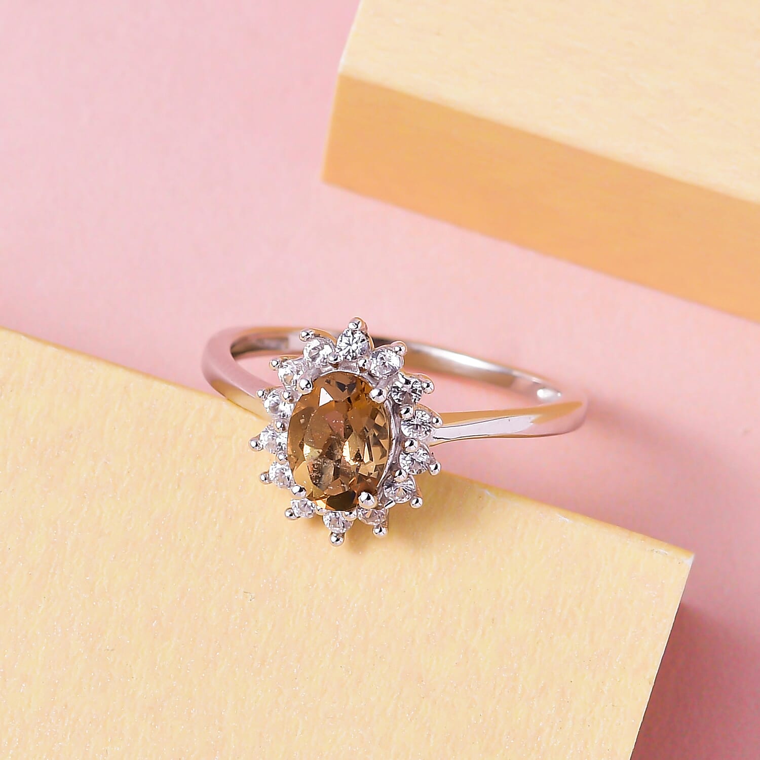 Autumn Alexite and Natural Cambodian Zircon Ring in Platinum Overlay 1. ...