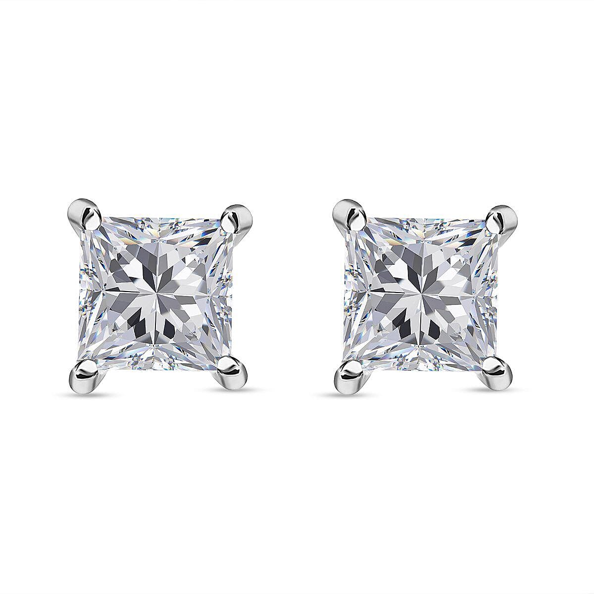 Simulated Diamond Stud Earrings in Sterling Silver - 7264820 - TJC