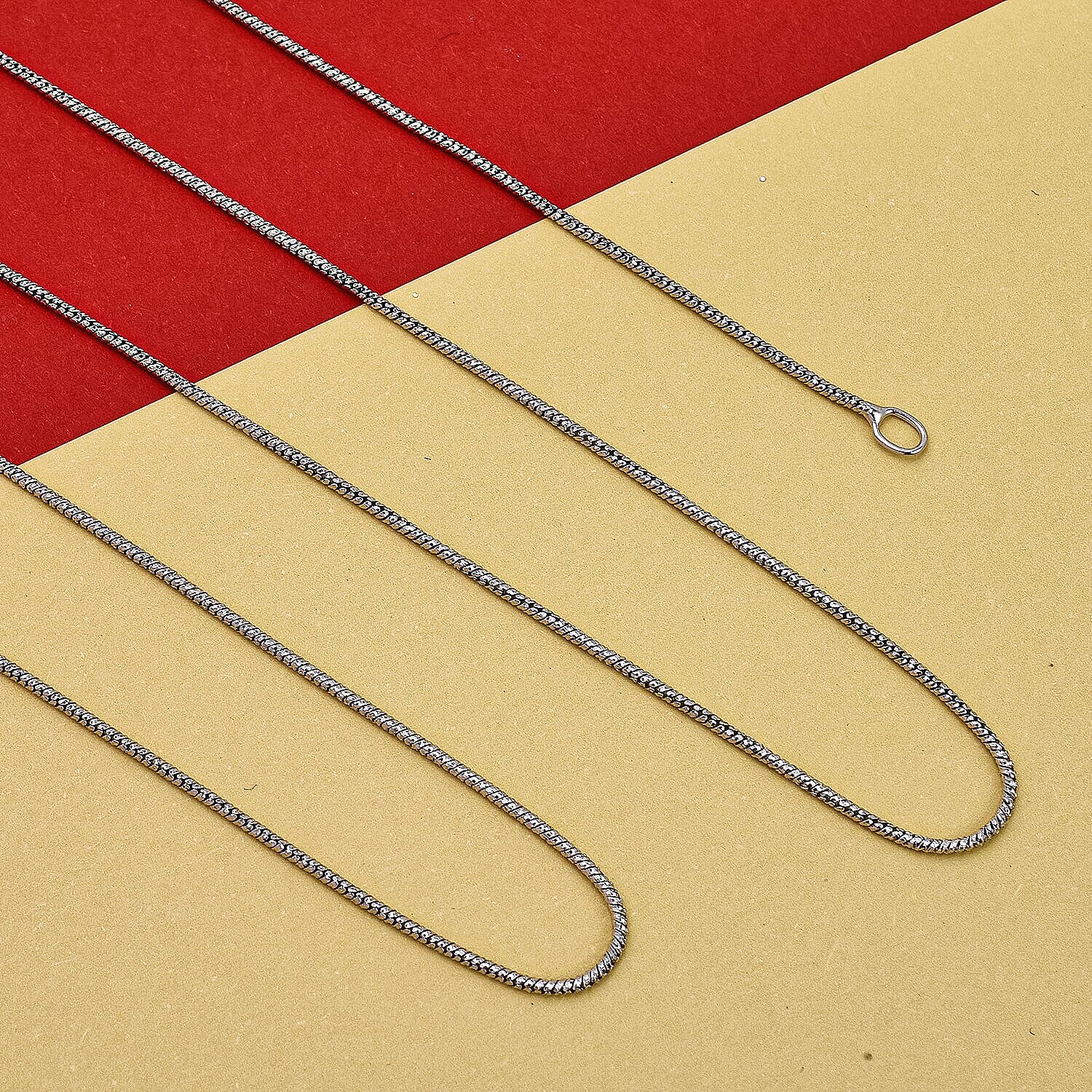 Diamond Cut Snake Necklace in Rhodium Overlay Sterling Silver (Size ...