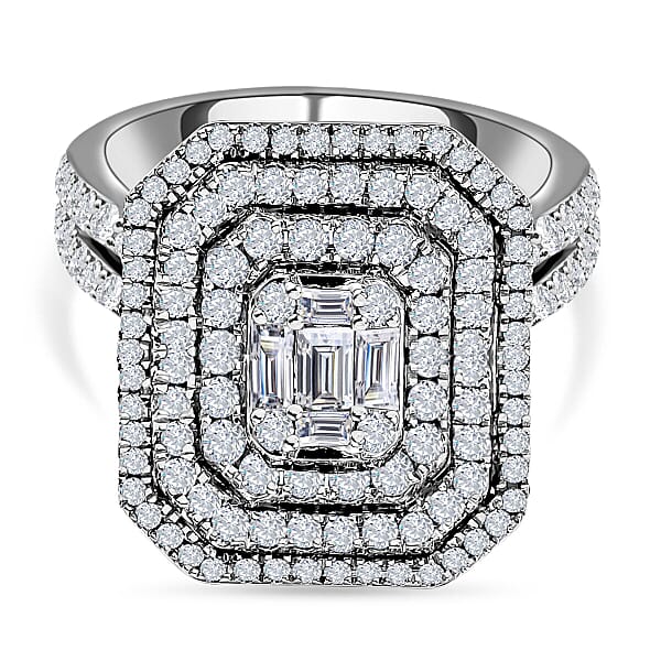 NY Closeout - 14K White Gold Diamond (SI/G-H) Halo Ring 1.50 Ct ...