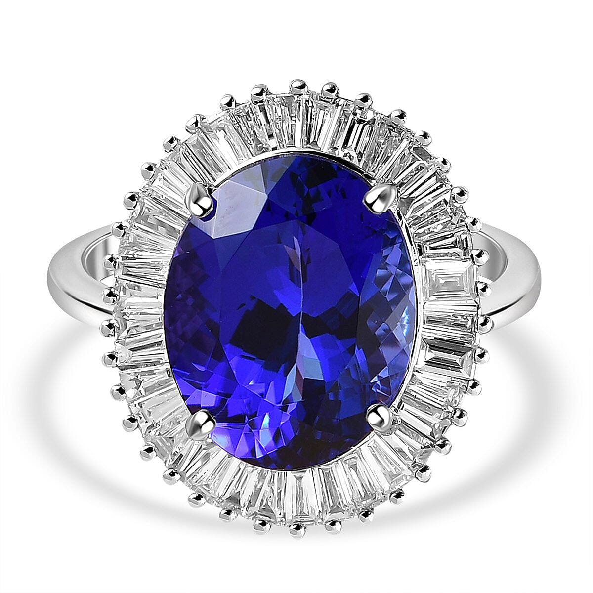 RHAPSODY 950 Platinum AAAA Premium Tanzanite and Diamond VS E F Ring 10.00 Ct Platinum Wt 7.85 Gms 7271800 TJC