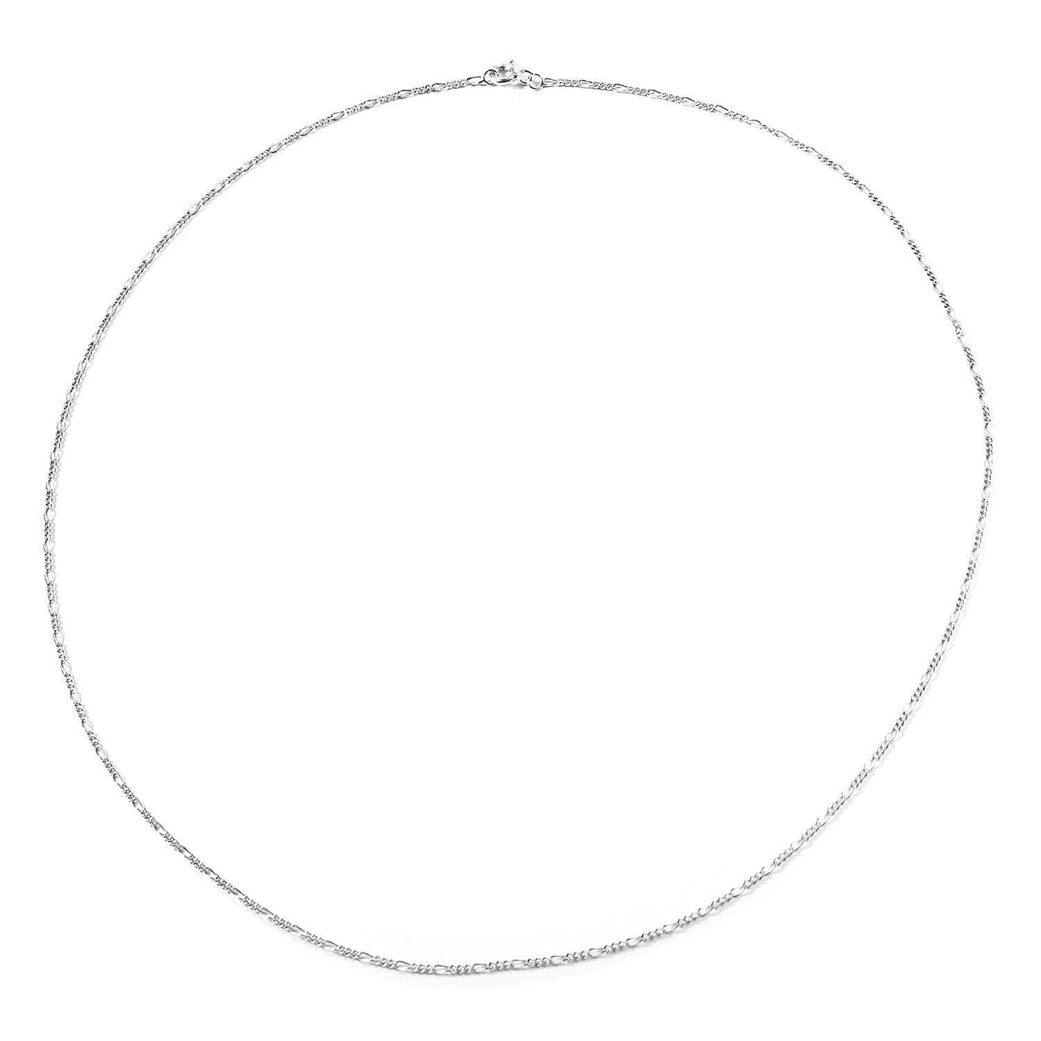 Sterling Silver Figaro Chain (Size - 20) With Spring Ring Clasp ...