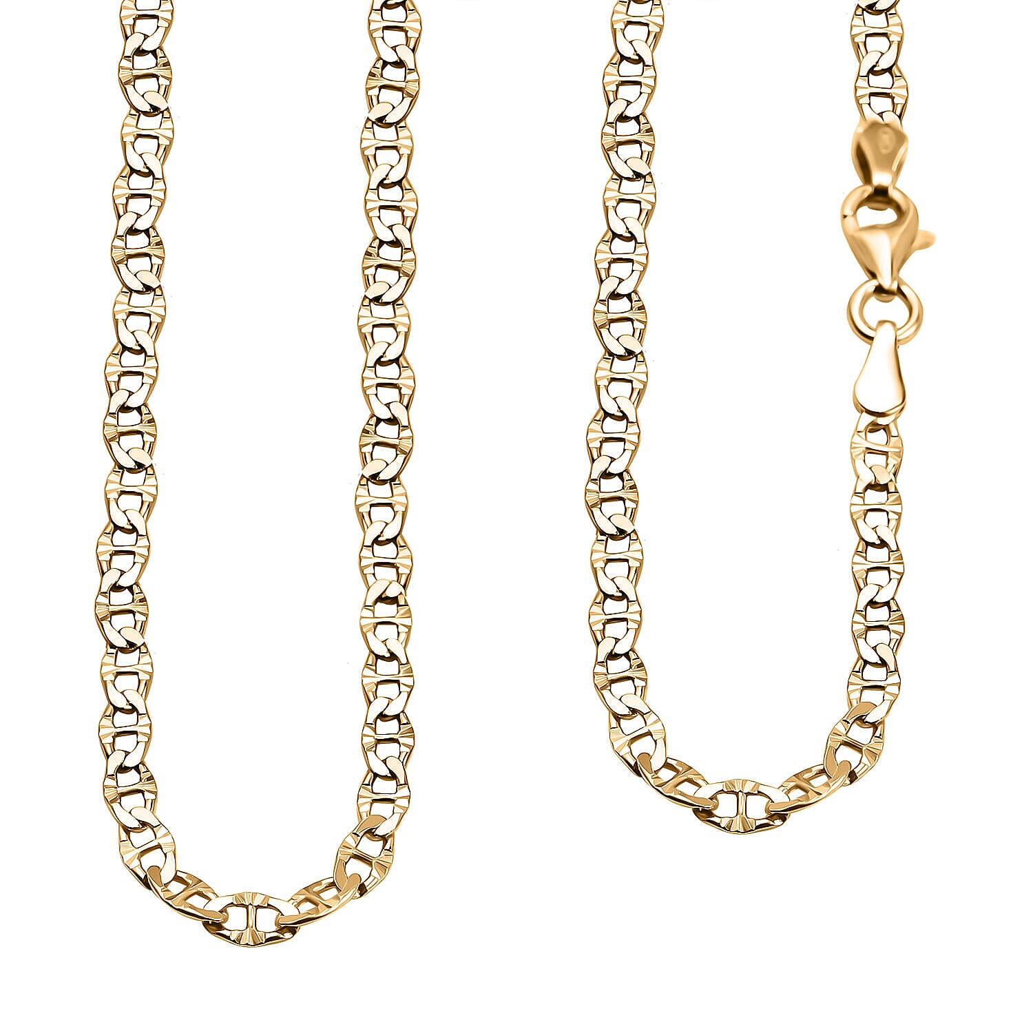 Yellow Gold Overlay Sterling Silver Sun Chain (Size - 18) With Lobster ...