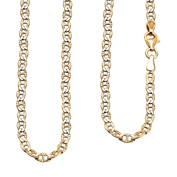 Yellow Gold Overlay Sterling Silver Sun Chain (Size - 18) With Lobster ...