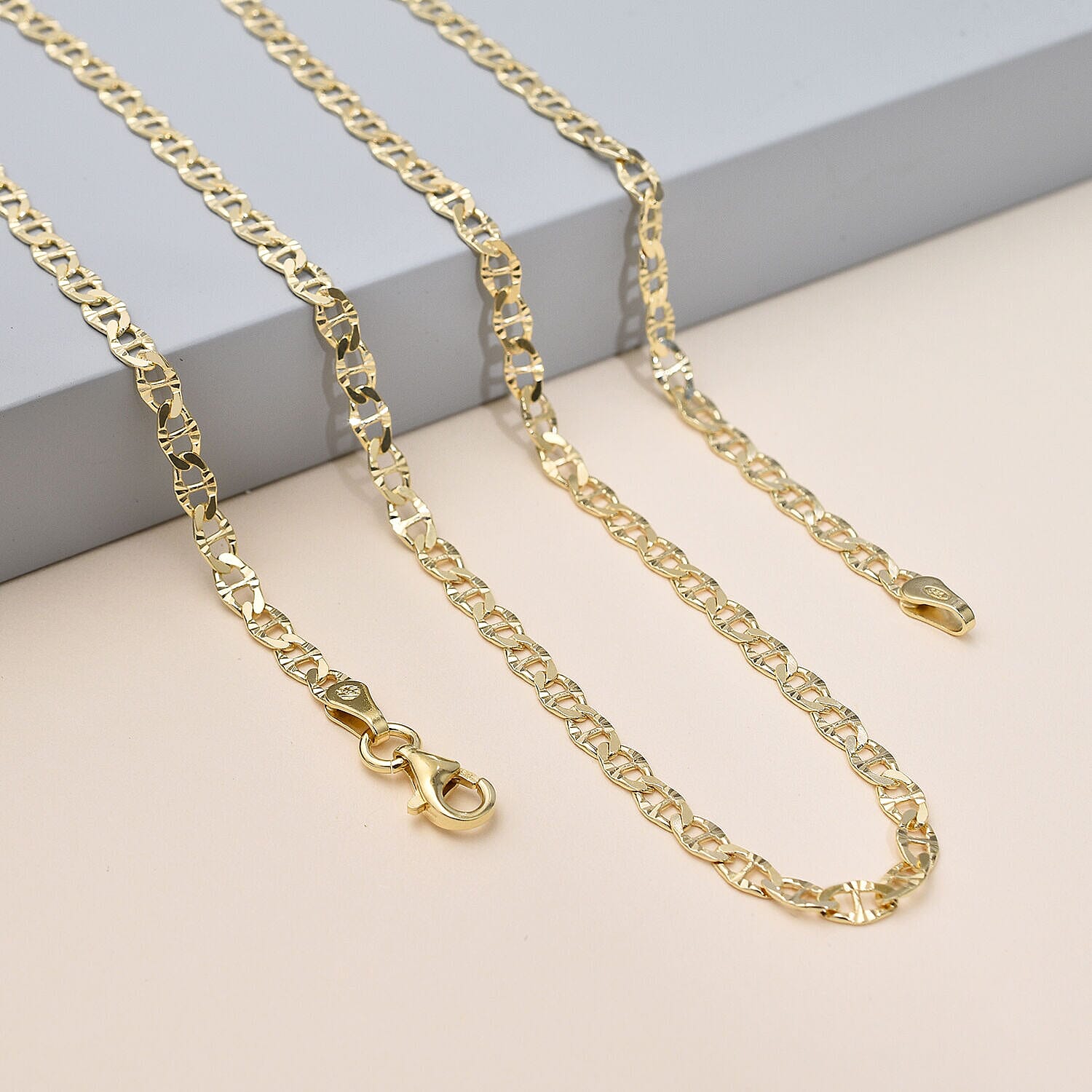 Yellow Gold Overlay Sterling Silver Sun Chain (Size - 18) With Lobster ...