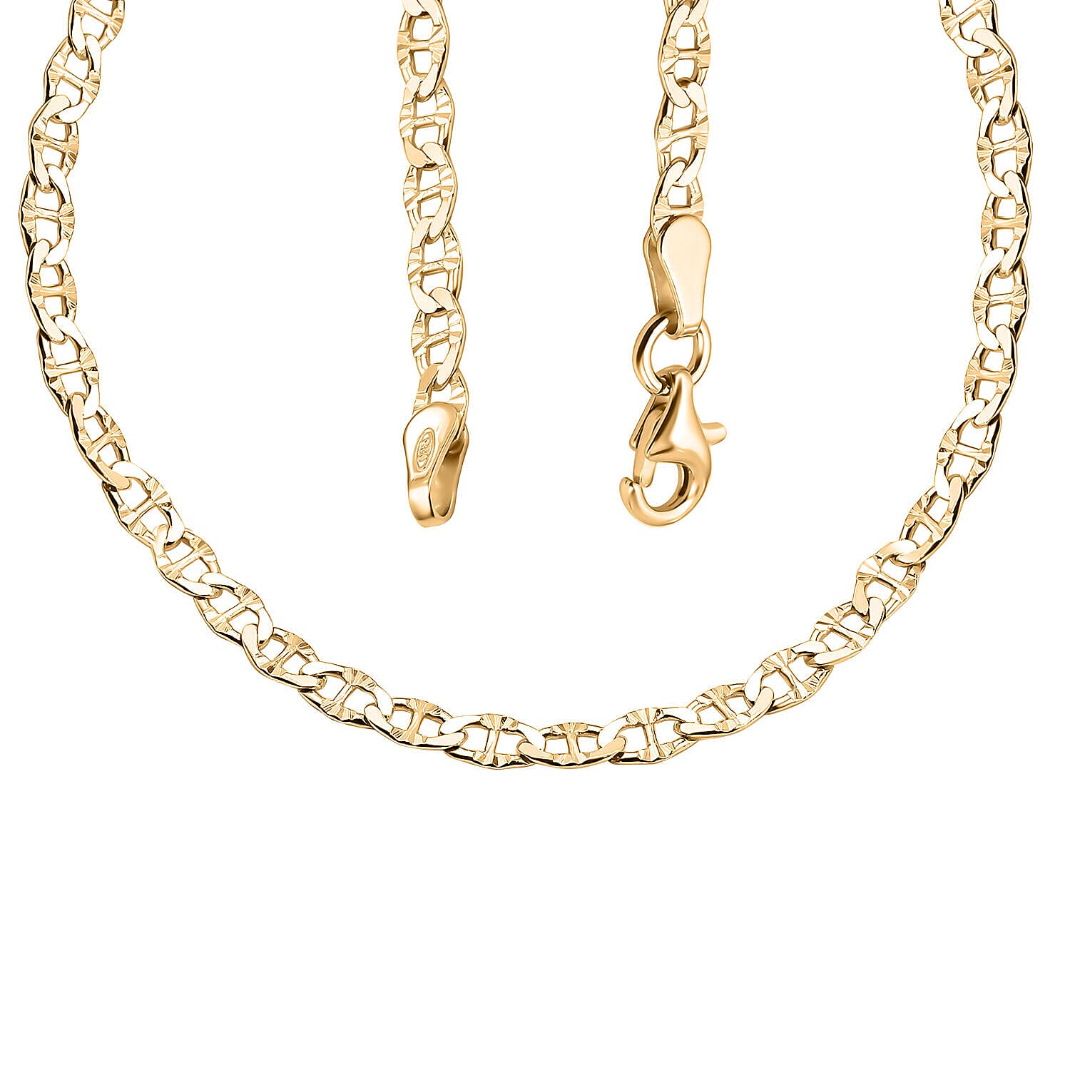 Yellow Gold Overlay Sterling Silver Sun Chain (Size - 18) With Lobster ...