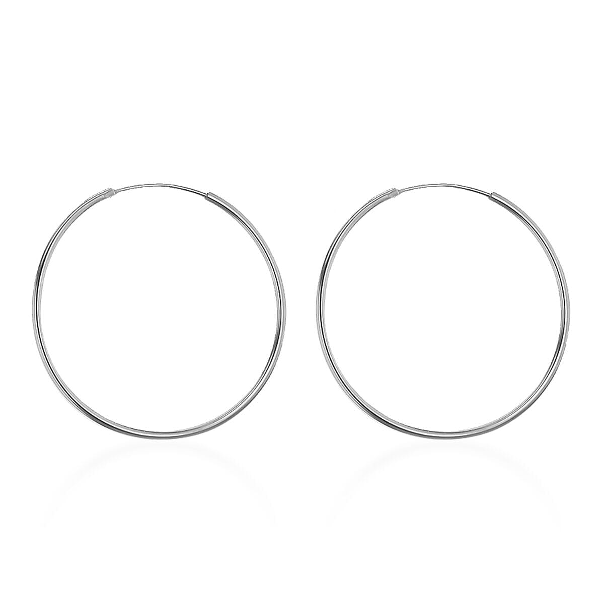 Close Out Deal - Sterling Silver Hoop Earrings (With Clasp) - 7274574 - TJC