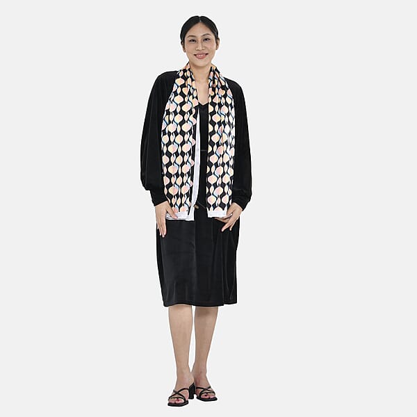 LA MAREY 100% Mulberry Silk Irregular Dot Pattern Scarf (Size 168x53 cm ...