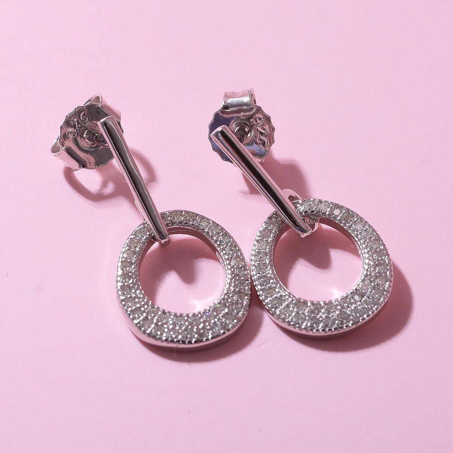 Simulated Diamond Earrings ( With Push Back) in Rhodium Overlay ...