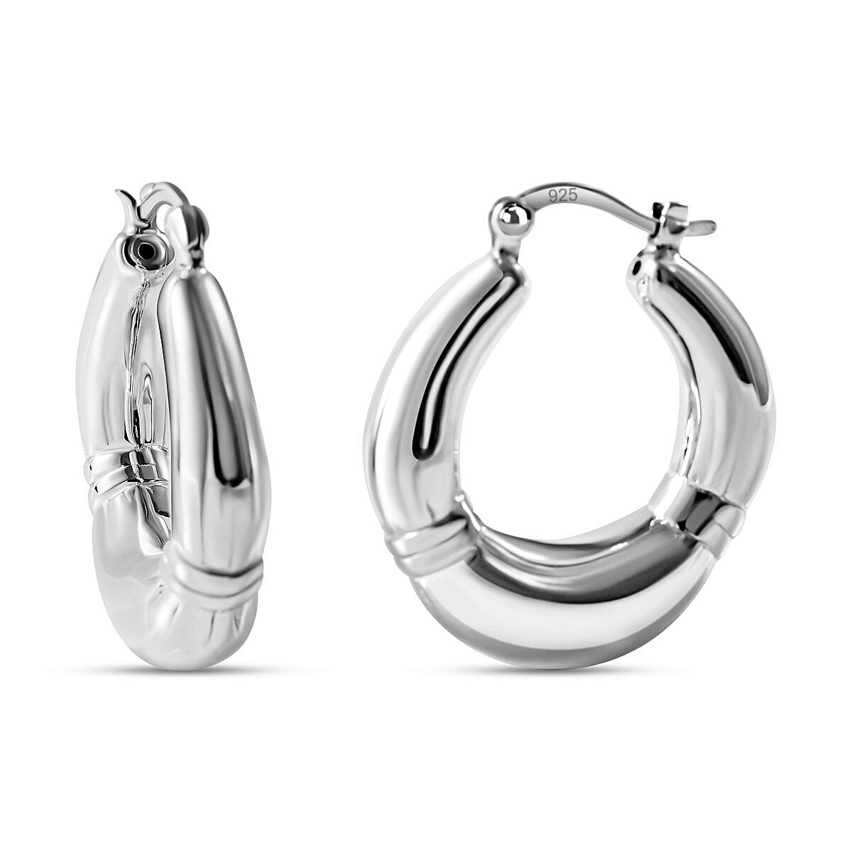 Hoop Earrings (With Clasp) in Sterling Silver - 7305333 - TJC