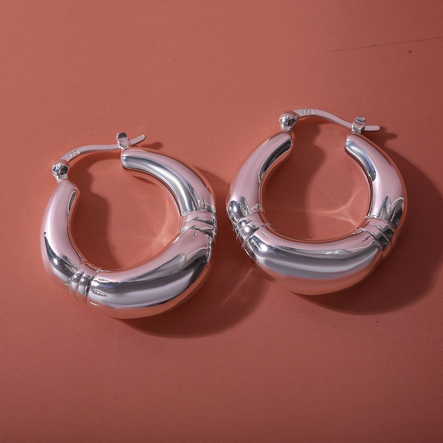 Hoop Earrings (With Clasp) in Sterling Silver - 7305333 - TJC