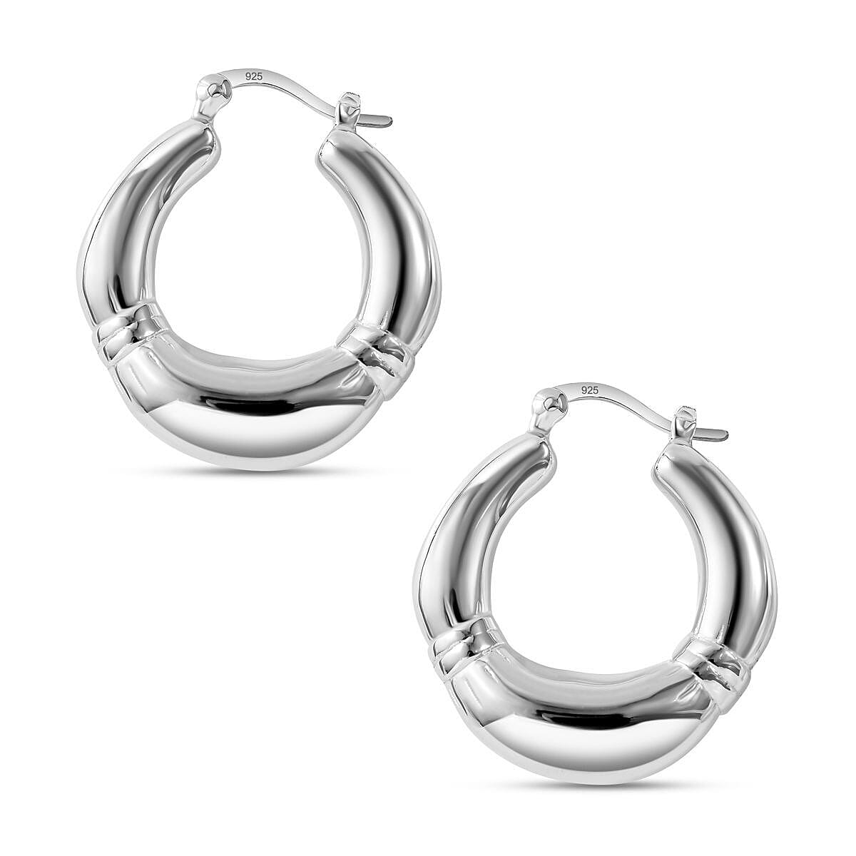 Hoop Earrings (With Clasp) in Sterling Silver - 7305333 - TJC
