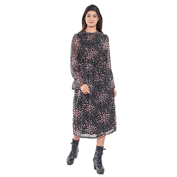 TAMSY Floral Pattern Dress - Black - 7310084 - TJC