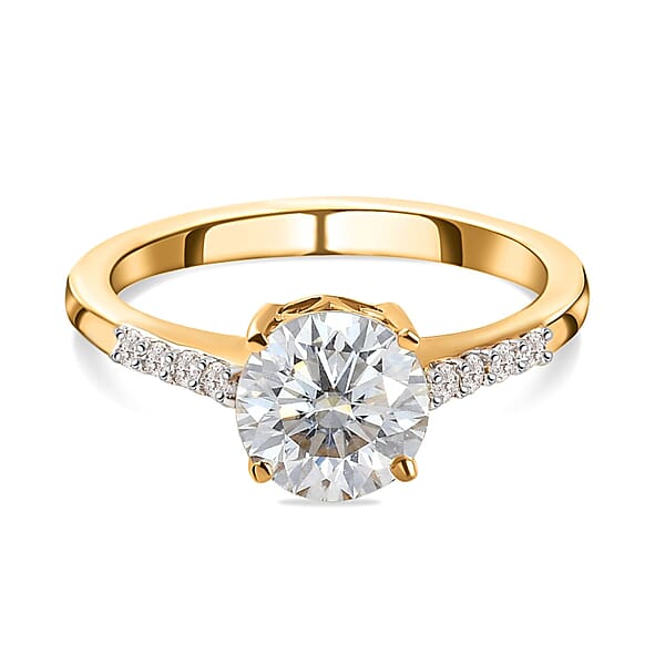 Moissanite Ring in Yellow Gold Plated Sterling Silver 1.26 Ct - 7312170 ...