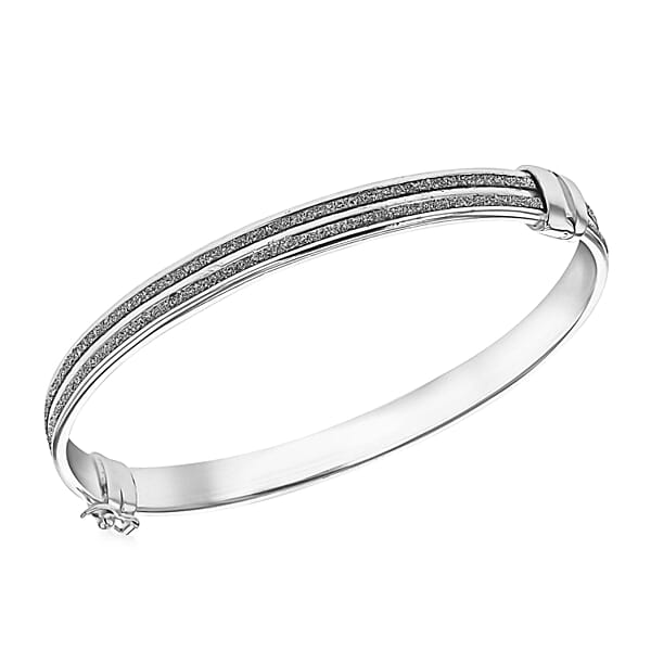 Sterling Silver 6mm Double Strip Stardust Bangle (Size - 6-7) - 7312545 ...
