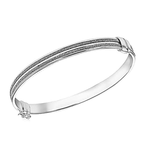 Sterling Silver 6mm Double Strip Stardust Bangle (Size - 6-7) - 7312545 ...