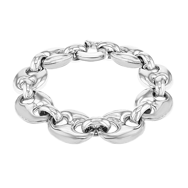 Sterling Silver Rhodium Plated 17mm Rambo Bracelet 8 Inch - 7313054 - TJC