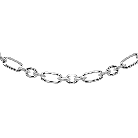 Sterling Silver Diamond Cut Short and Long Oval Belcher Chain 24 Inch ...