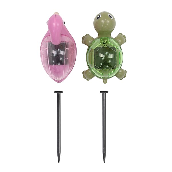 Flamingo and Turtle solar light - 2 piece set - 7316330 - TJC