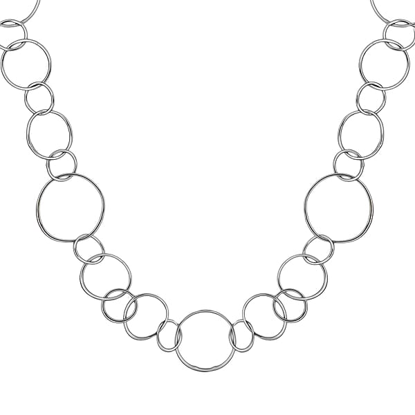 Sterling Silver Multi Round Link Necklace 18 Inch - 7316397 - TJC