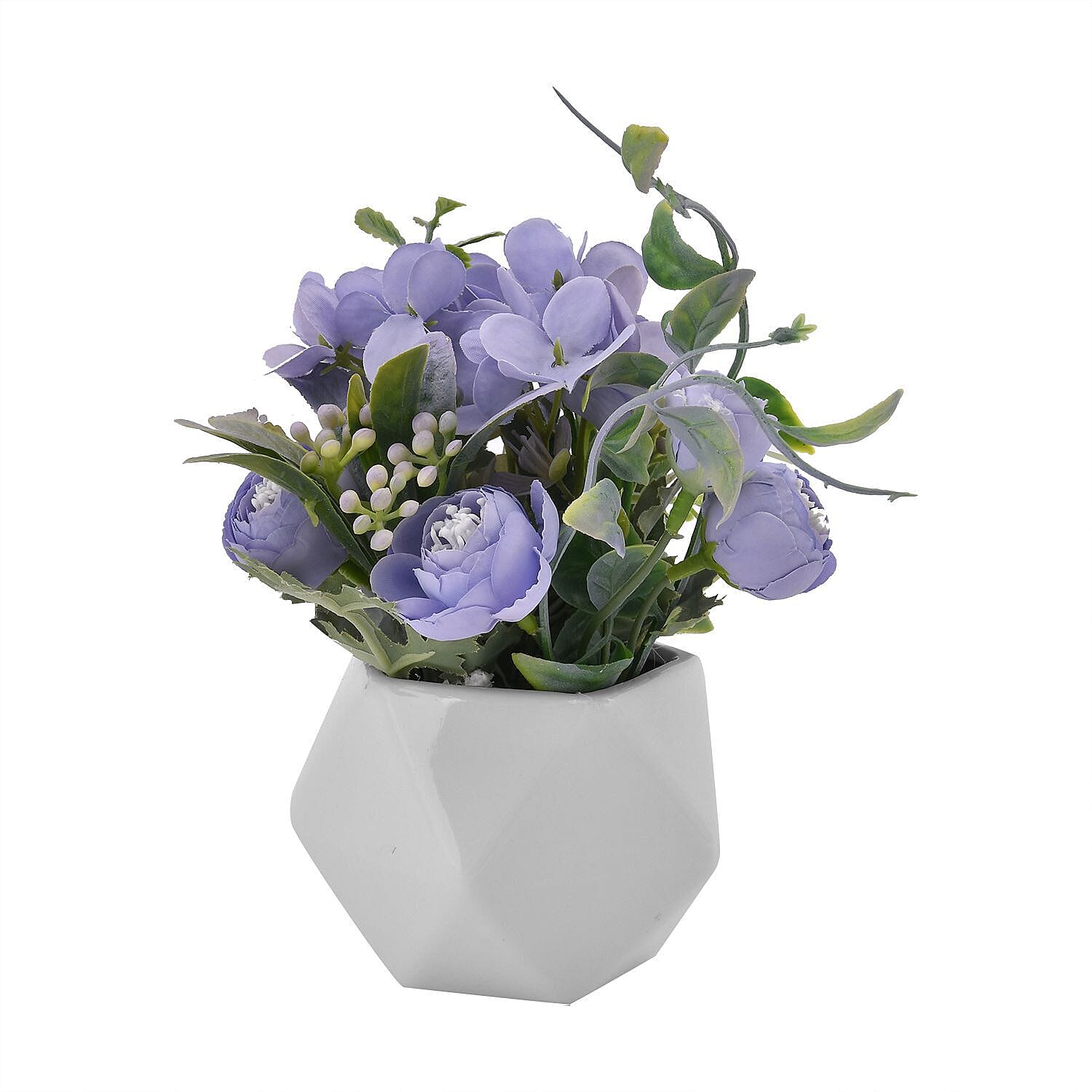 Carnation Faux Flower with Ceramic Basin (Size 15x9x9 cm) - Purple and ...