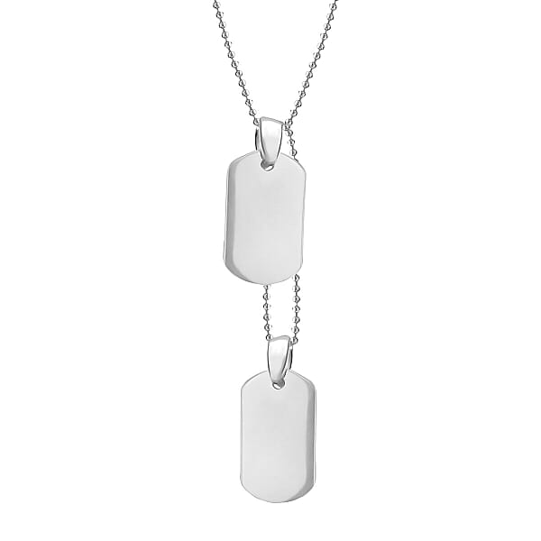Sterling Silver Double Dog Tag Adjustable Ball Chain 18 Inch to 20 Inch ...