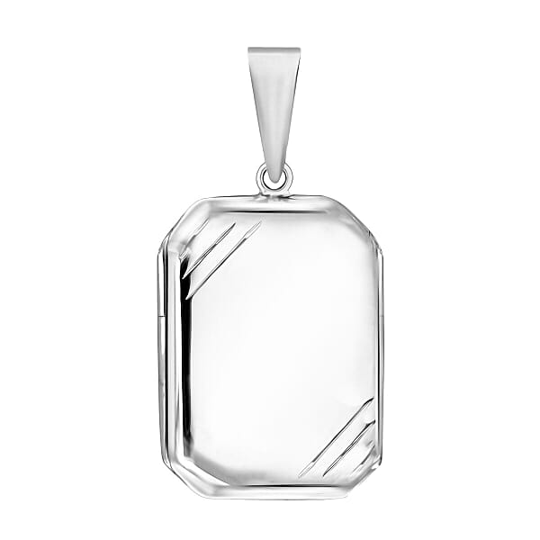 Sterling Silver 23mm x 45mm Mens Octagonal Locket - 7318071 - TJC