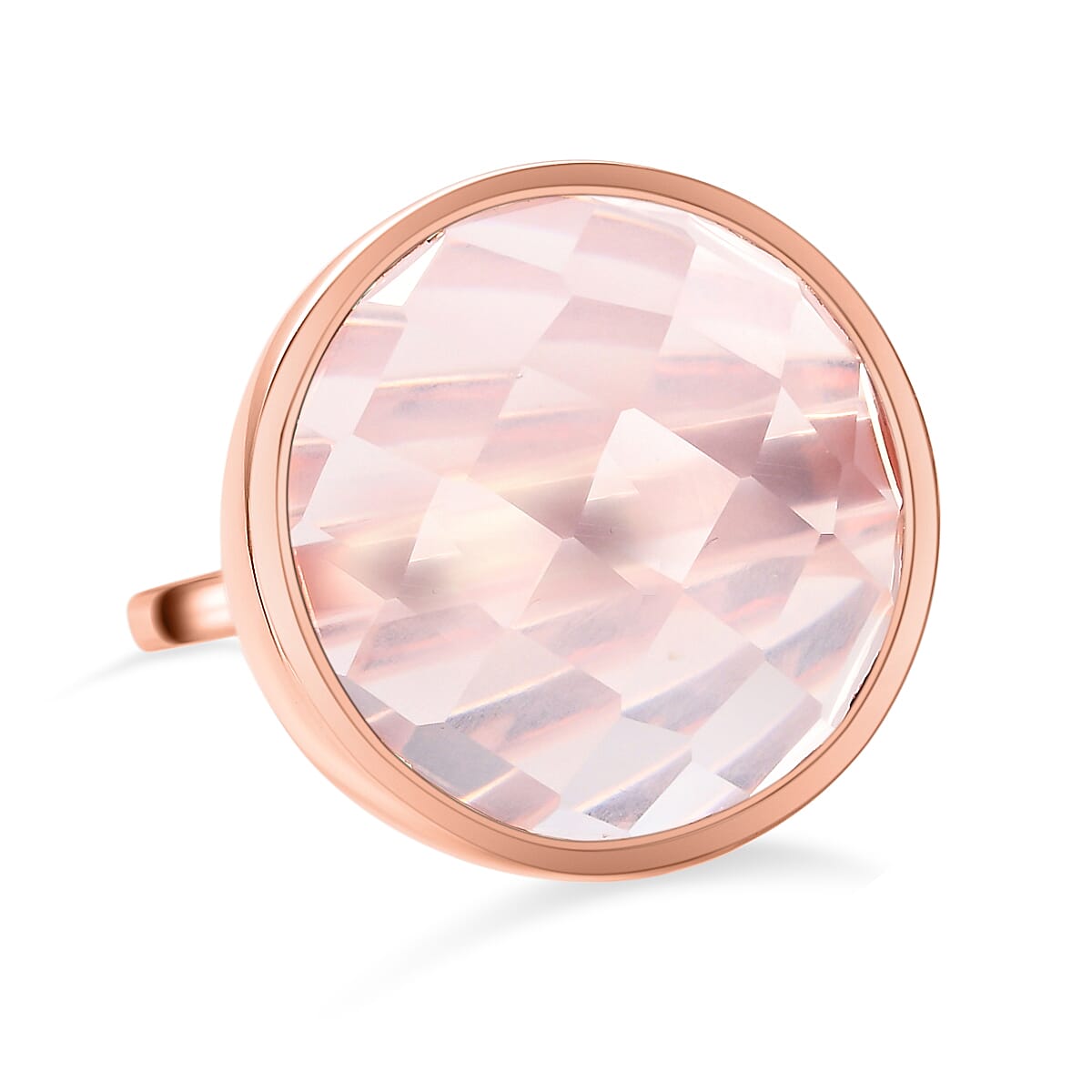 Solitaire Rose Quartz Ring in Vermeil Rose Gold Plated Sterling Silver ...