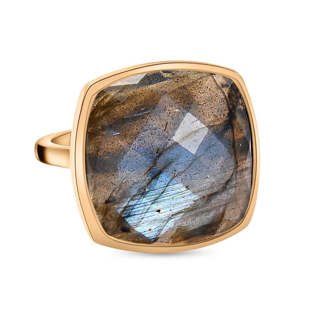 Labradorite Solitaire Ring in 18K Vermeil Yellow Gold Plated Sterling ...