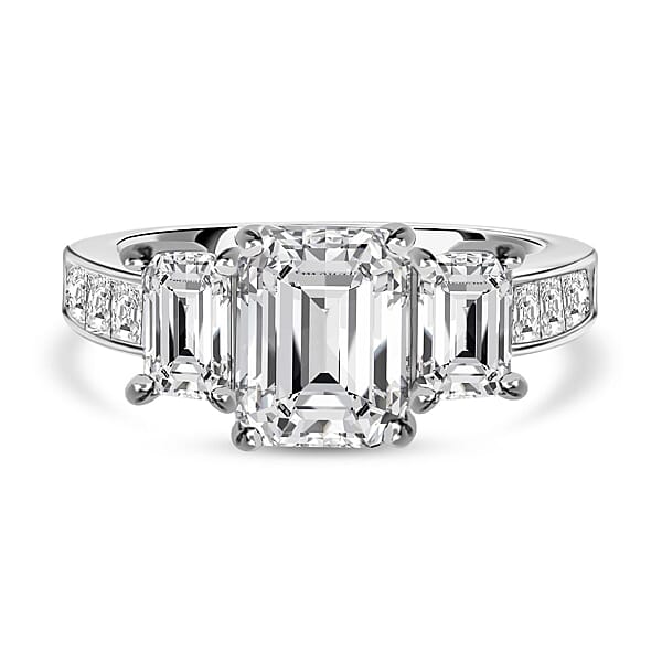 Moissanite Ring in Rhodium Overlay Sterling Silver - 7322773 - TJC