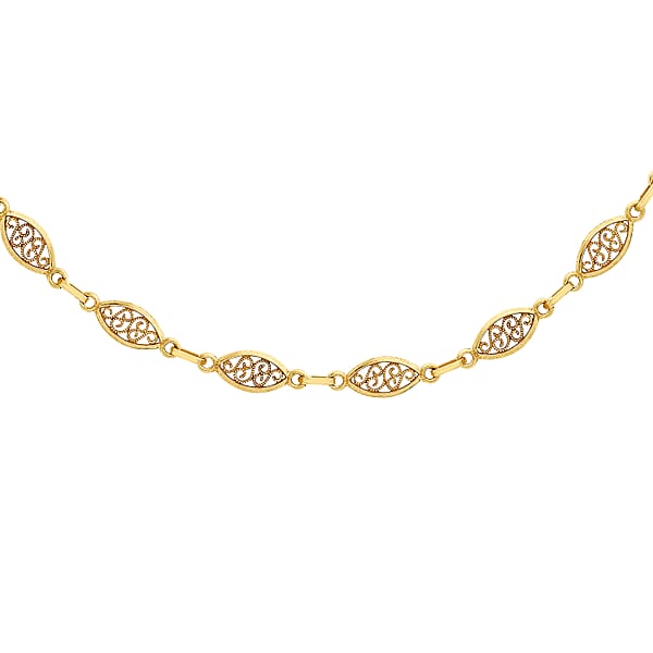 9K Yellow Gold Filigree Oval Link Chain 24 Inch - 7329825 - TJC