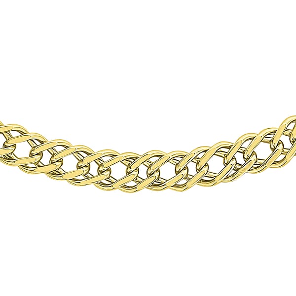 9K Yellow Gold Diamond Cut Double Curb Chain 22 Inch - 7329901 - TJC