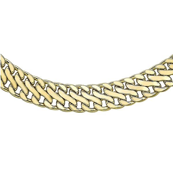 9K Yellow Gold 8.9mm Double Curb Chain Necklace 17 Inch - 7329902 - TJC