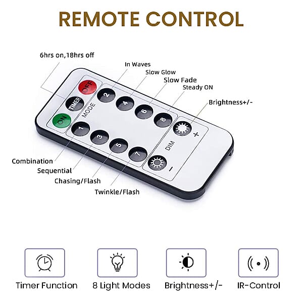 Decorative 200 Micro LED String Multi Lights with Remote Control 3xAA ...