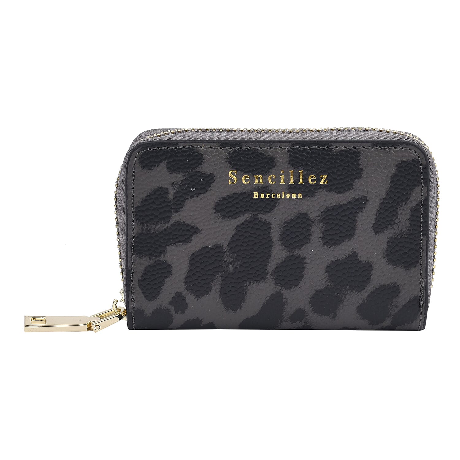 SENCILLEZ 100% Genuine Leather Leopard Pattern Wallet with Zipper ...
