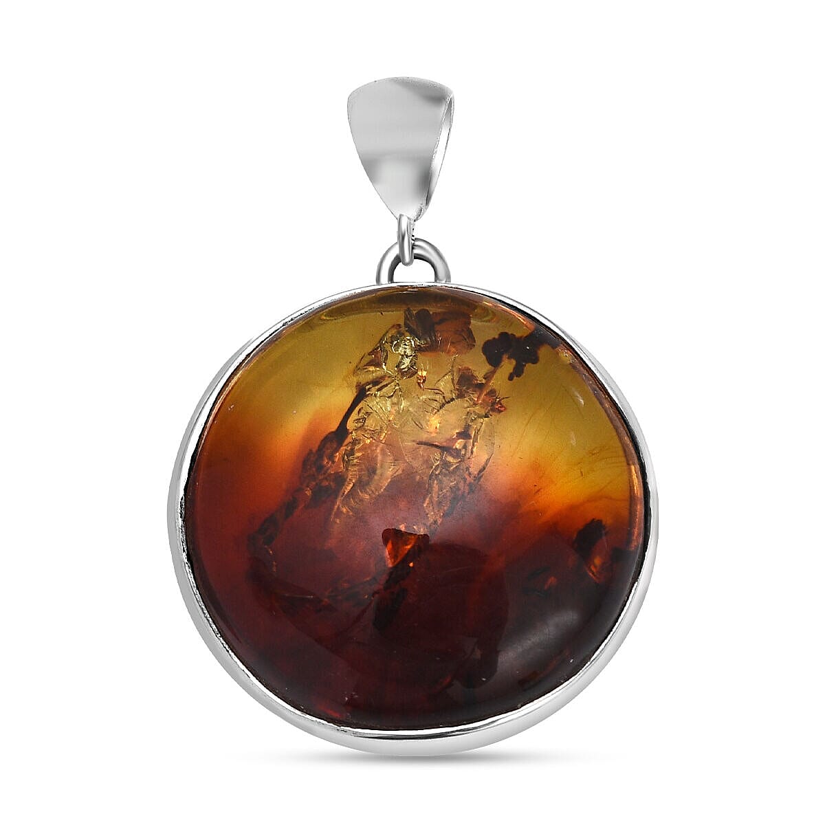 Tucson Special- Amber Pendant in Platinum Overlay Sterling Silver ...