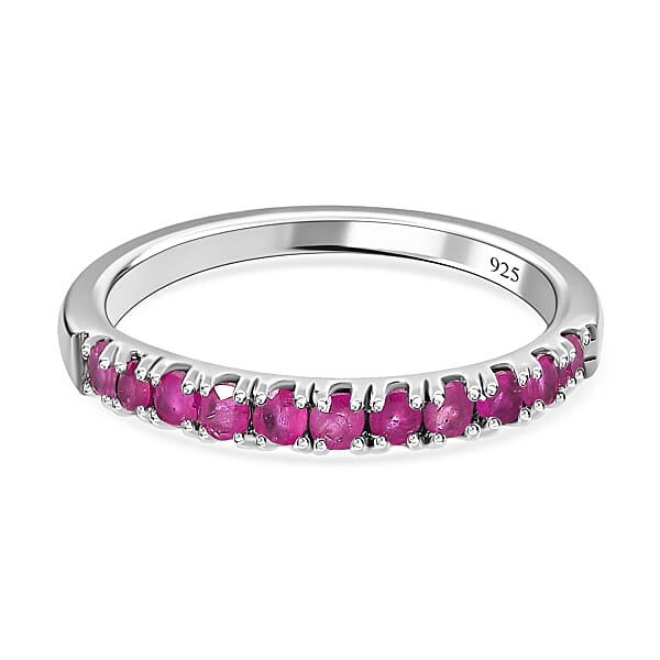 Ruby Half-Eternity Ring in Platinum Overlay Sterling Silver - 7347039 - TJC