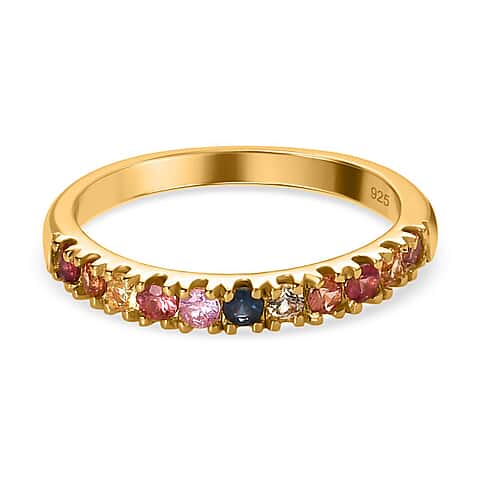 Multi Sapphire Ring in 18K Vermeil Yellow Gold Plated Sterling Silver ...