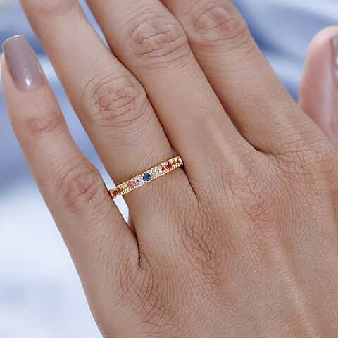 Multi Sapphire Ring in 18K Vermeil Yellow Gold Plated Sterling Silver ...