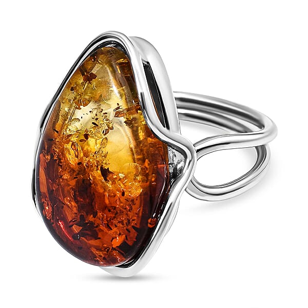 Tucson Special-Amber Adjustable Ring in Platinum Overlay Sterling ...