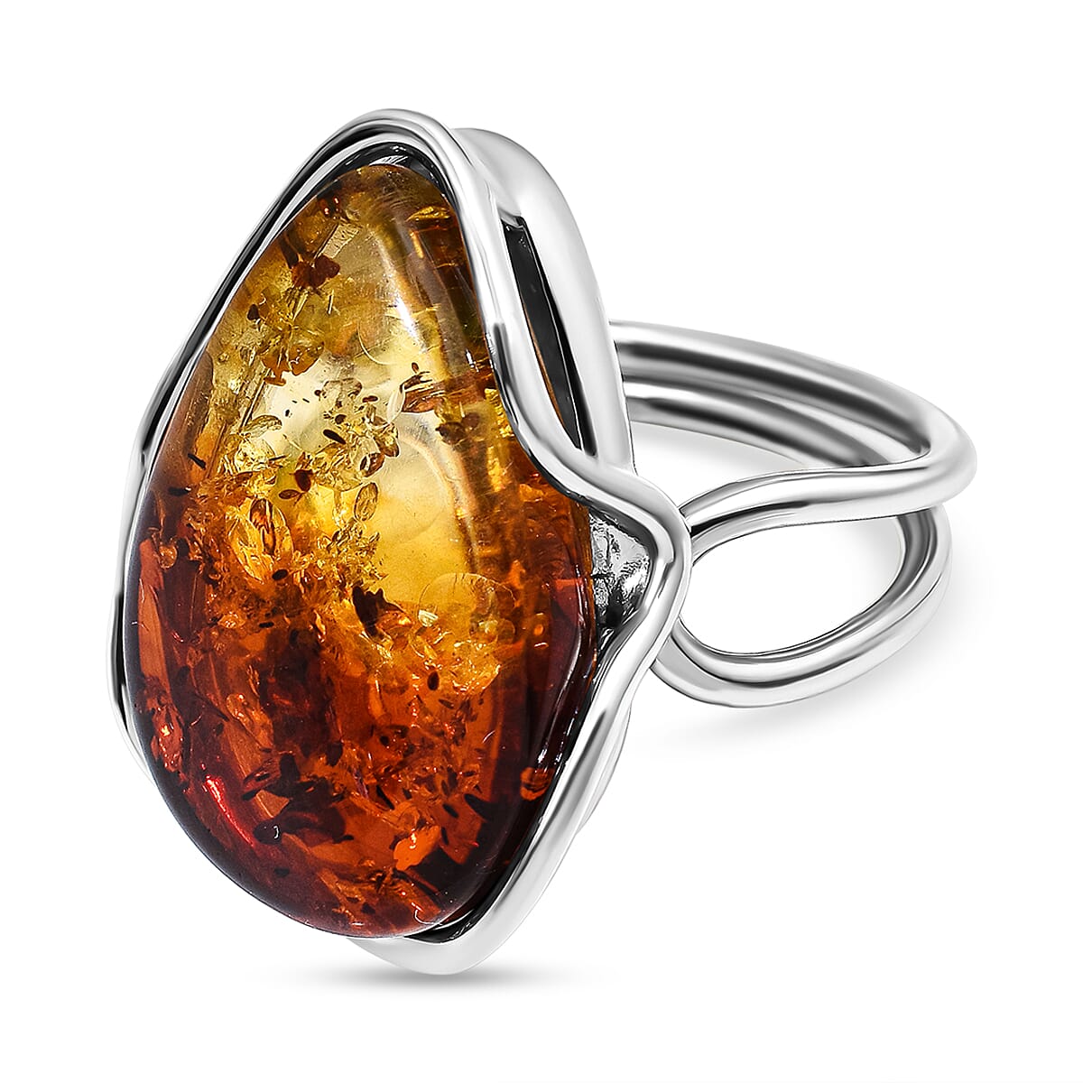 Tucson Special-Amber Adjustable Ring in Platinum Overlay Sterling ...