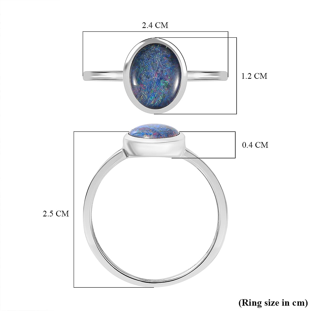 Boulder Opal Triplet Solitaire Ring in Platinum Overlay Sterling Silver 1.773 Ct - 7363301 - TJC